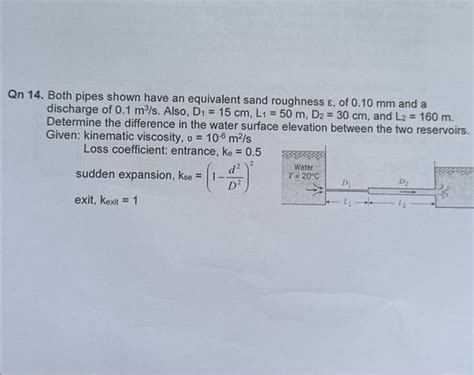 [solved] Qn 14 Both Pipes Shown Have An Equivalent Sand R