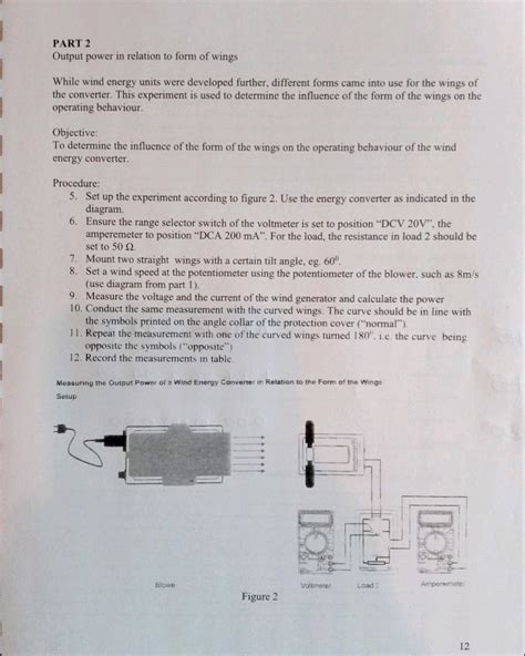 Solved PART 2 Output Power In Relation To Form Of Wings Chegg Com