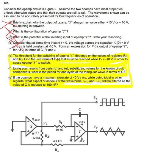 Solved Q2 Consider The Opamp Circuit In Figure 2 Assume Chegg Com