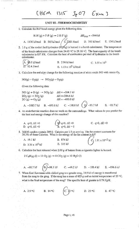 40 Solved Multiple Choice Questions Of General Chemistry Exam 3 Chem 1315 Docsity