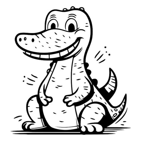 만화 악어 ⁇ 터 그림 귀여운 악어 프리미엄 Ai 생성 벡터