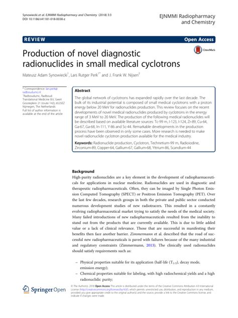 Production Of Novel Diagnostic Pdf Radionuclide Neutron