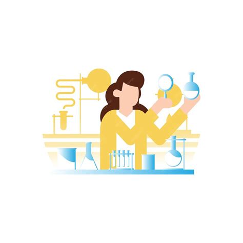 Premium Vector The Girl Is Performing Experiment In Lab