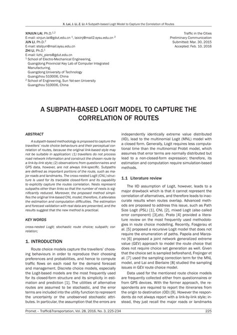 Pdf A Subpath Based Logit Model To Capture The Correlation Of Routes