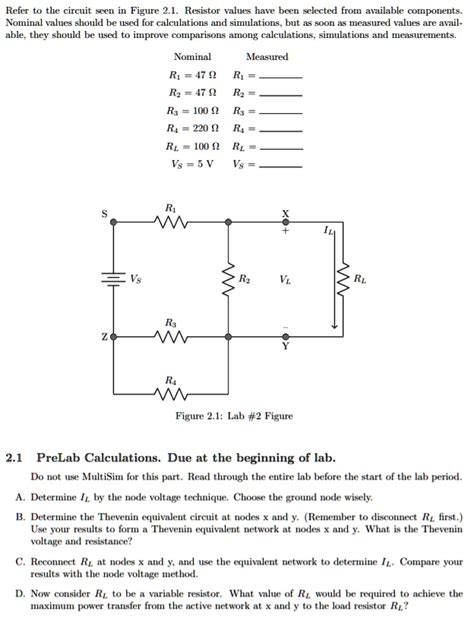 Solved Text Refer To The Circuit Seen In Figure 21 Resistor Values Have Been Selected From