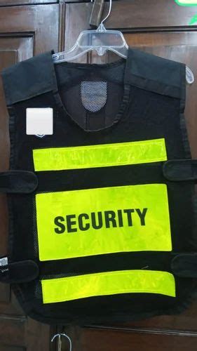 Black Security Print Reflective Safety Jacket Safety Coat With Velcro