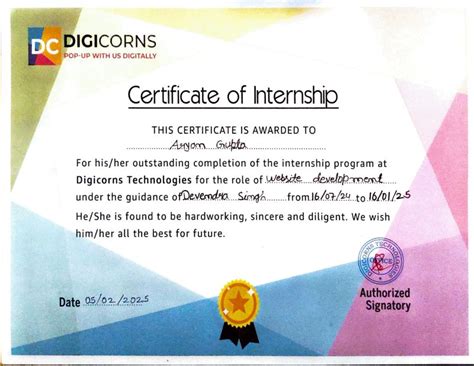 Webdevelopment Coding Internshipcompleted Digicornstechnologies