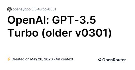 gpt 3 5 turbo older v0301 api providers stats openrouter