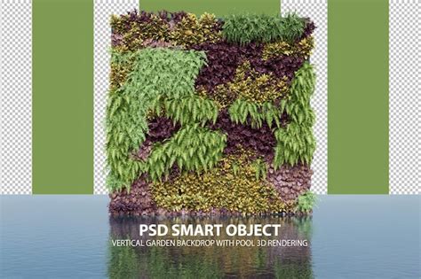 Fondo De Jardín Vertical Realista Con Representación 3d De Piscina De