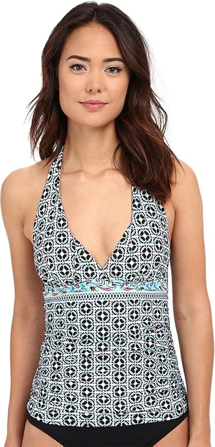 La Blanca Womens Tile Flora Halter Goddess Tankini