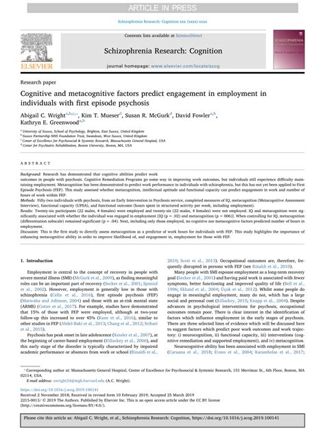 Pdf Cognitive And Metacognitive Factors Predict Engagement In