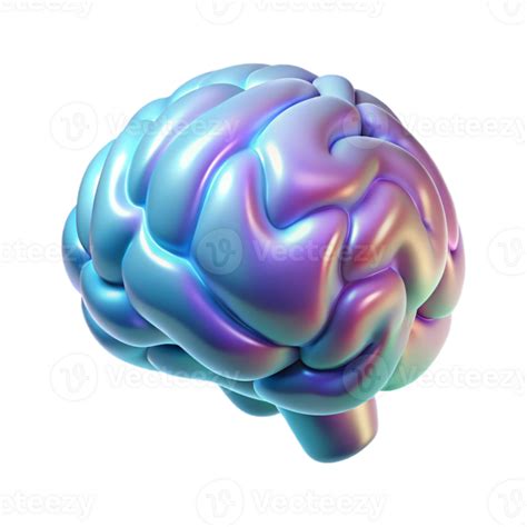 Bold Vibrant Concept Art Style Isolated Cutout Of A Holographic Projection Of A Human Brain