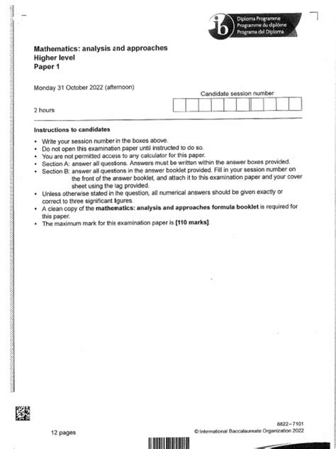 Mathematics Analysis And Approaches Paper 1 Tz0 Hl Pdf