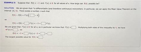 Solved EXAMPLE 5 Suppose That F 0 3 And F X 8 For Chegg Com