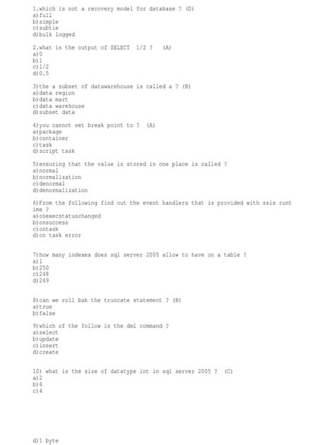 An Accurate Multiple Choice Quiz On Sql Server Integration Services