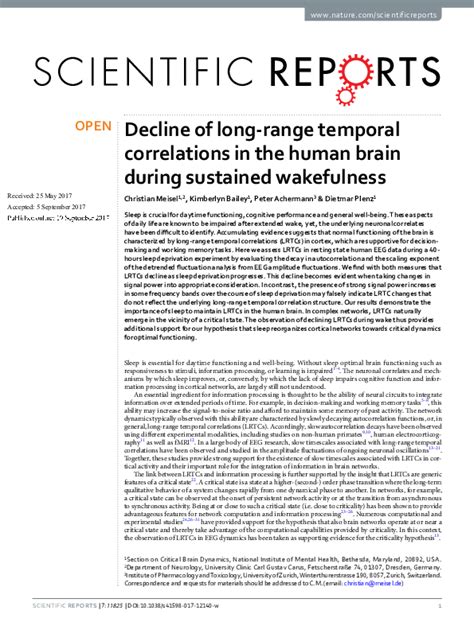Pdf Decline Of Long Range Temporal Correlations In The Human Brain