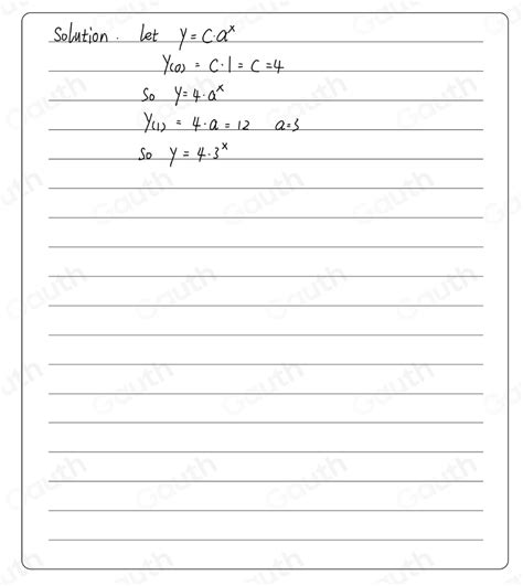 Solved Find The Equation Of The Exponential Function Represented By