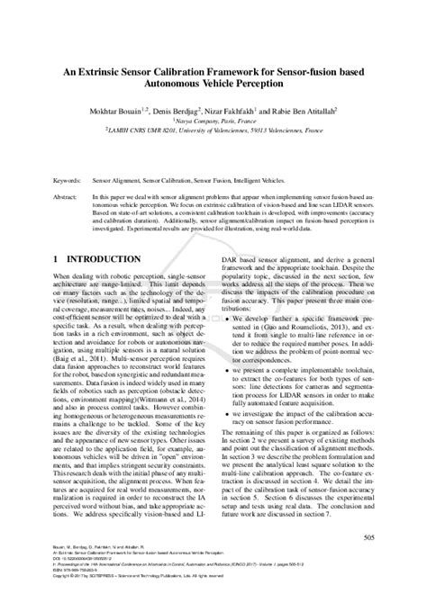 Pdf An Extrinsic Sensor Calibration Framework For Sensor Fusion Based Autonomous Vehicle