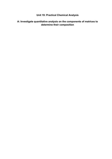 Btec Applied Science Level 3 Unit 19 Assignment A Distinction