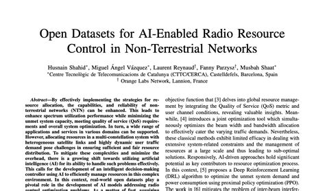 Open Datasets For Ai Enabled Radio Resource Control In Non Terrestrial Networks 6g Ntn