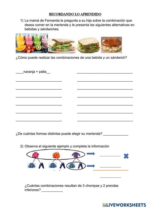 Ejercicio Online De Combinaciones Para 2do Grado Primaria Puedes Hacer Los Ejercicios Online