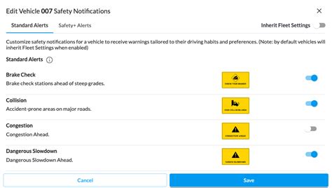 Edit Vehicle Safety Notifications Drivewyze