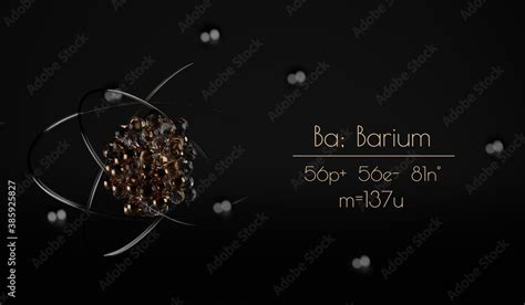 A Stylized Barium Atom Visualization With The Number Of Protons