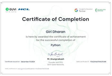 giridharan nagarajan on linkedin python learning certification