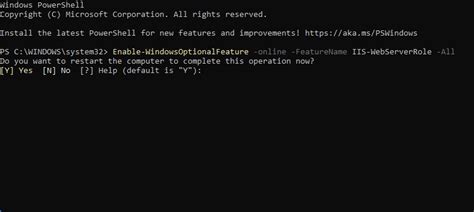 Enable Internet Information Services Using Command Prompt