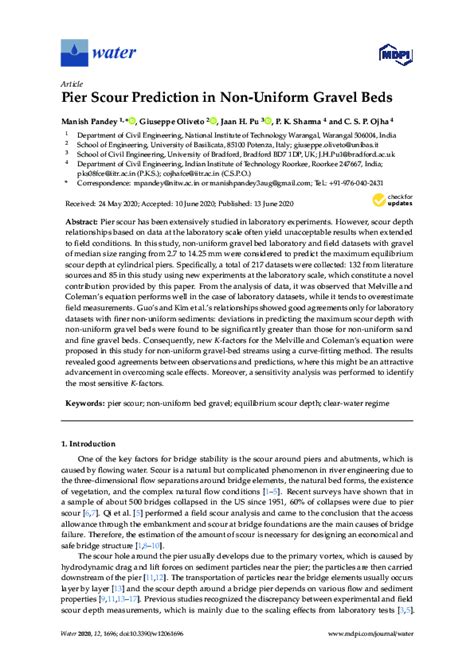 Pdf Pier Scour Prediction In Non Uniform Gravel Beds