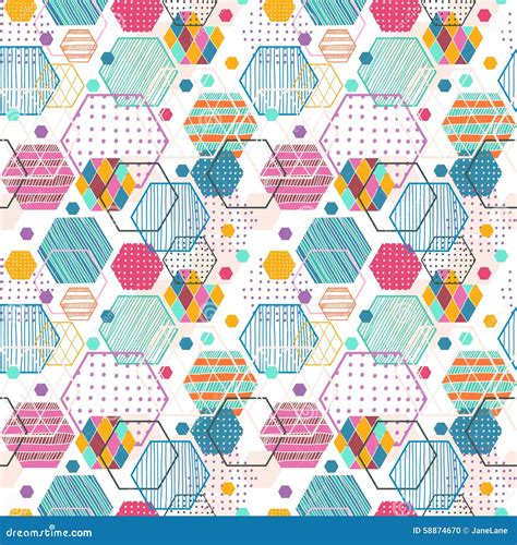 Hexagon Seamless Vector Texture Hexagonal Grid Repeat Pattern CartoonDealer