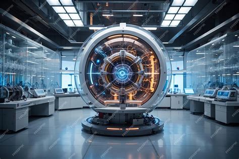 Premium Ai Image Futuristic Quantum Physics Lab