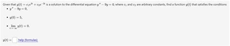 solved given that y t c1e3t c2e−3t is a solution to the