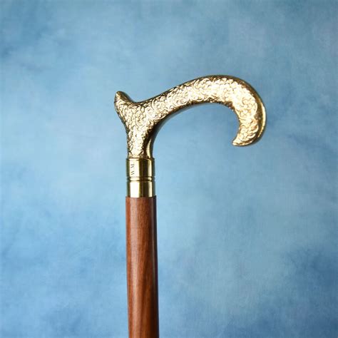 Ornate Wooden Walking Cane With Engraving Classic Elegance And