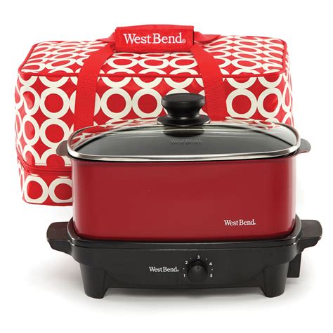 West Bend 84915r 5 Quart Versatility Slow Cooker With Tote Red