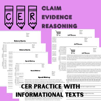 CER Claim Evidence Reasoning Practice By YLOVELIFE TPT