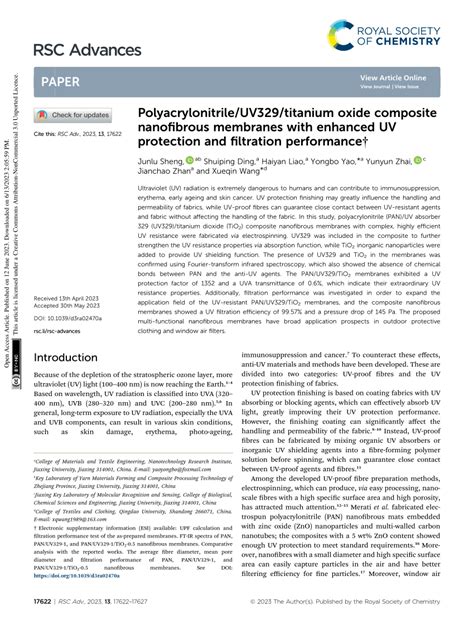 Pdf Polyacrylonitrileuv329titanium Oxide Composite Nanofibrous