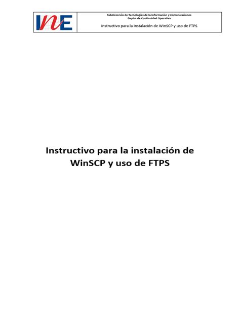 Instructivo Instalación De Winscp Y Uso De Ftps Pdf Software