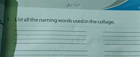 1 List All The Naming Words Used In The StudyX