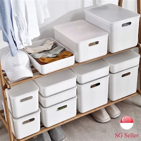 SG Stock Stackable Storage Box With Lid And Handle Large Size Many Sizes Organiser Storage Box