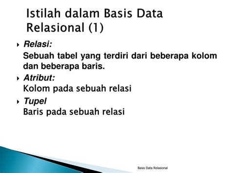 PPT BASIS DATA RELASIONAL PowerPoint Presentation Free Download ID 2617907