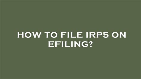 How To File Irp5 On Efiling YouTube