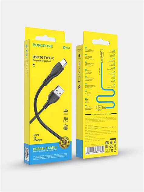 Кабель Type C Usb быстрая зарядка для андроид Borofone Bx51 3А купить по цене 190 ₽ в