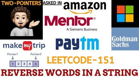 Reverse Words In A String Amazon Microsoft Mentorgraphics