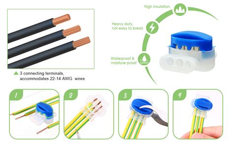 Gwhole 3 Way Wire Connectors 40pcs Waterproof Electrical