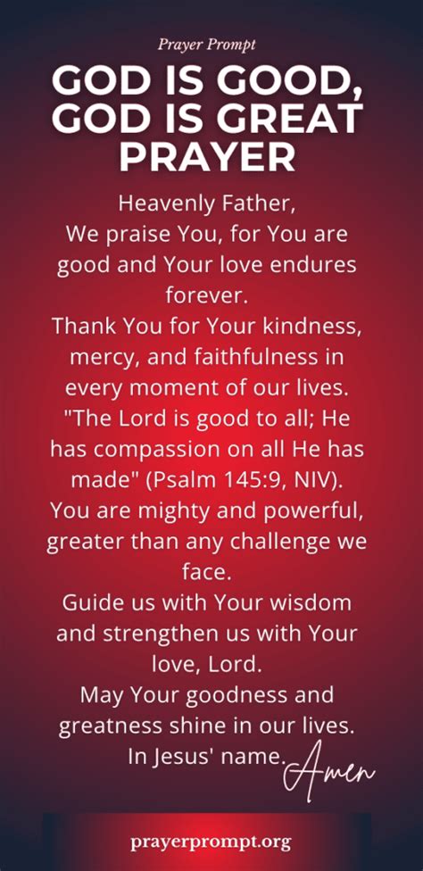God Is Good God Is Great Prayer