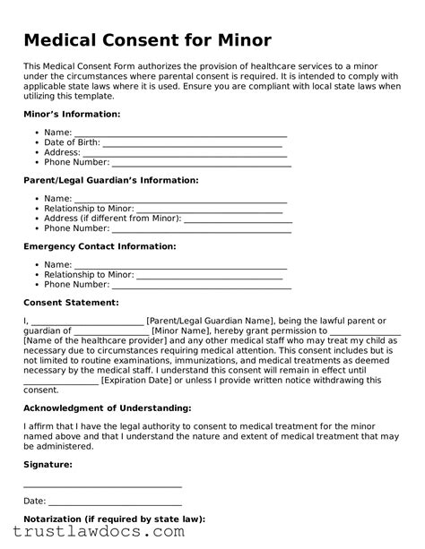 Free Medical Consent For Minor Pdf Form
