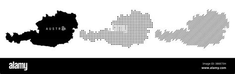 Austria Detailed Silhouette Map Dotted Pattern And Slanted Parallel Lines Pattern Austrian