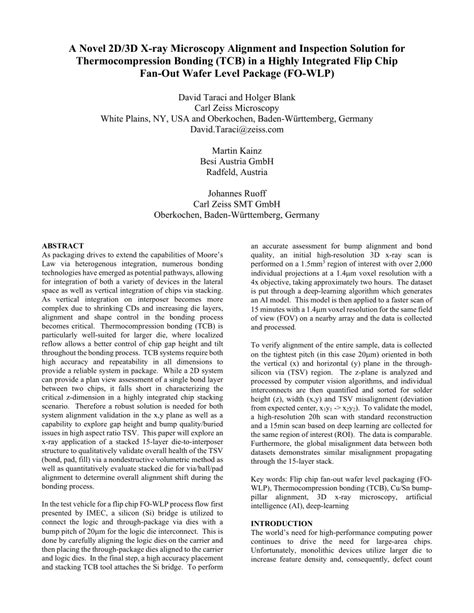 Pdf A Novel 2d 3d X Ray Microscopy Alignment And Inspection Solution For Thermocompression