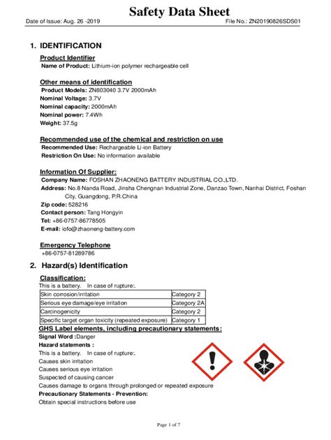 Fillable Online Safety Data Sheets Sds Explained University Of